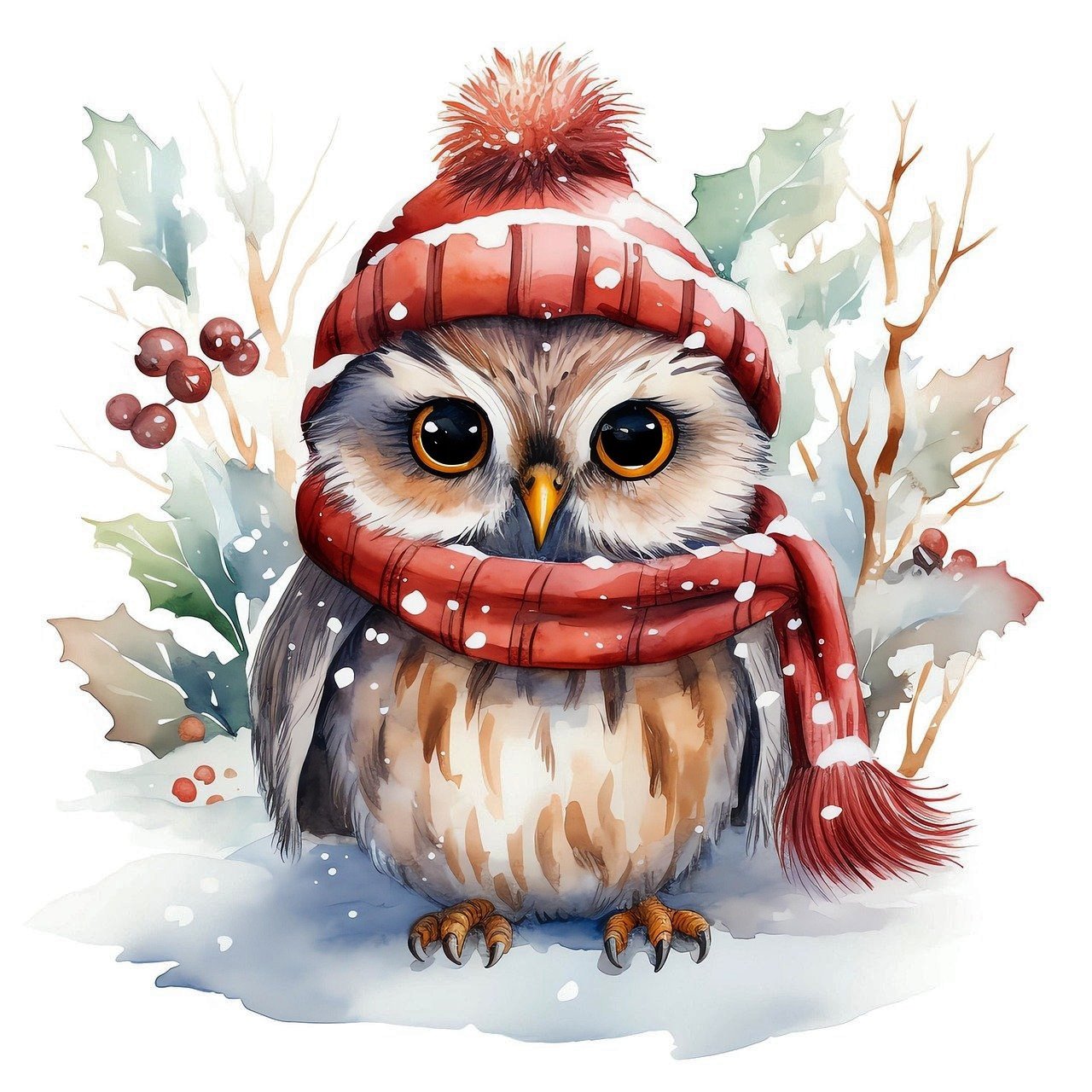 Solve Owl in Red Hat and Scarf, resize 9 to 483 pieces jigsaw puzzle ...