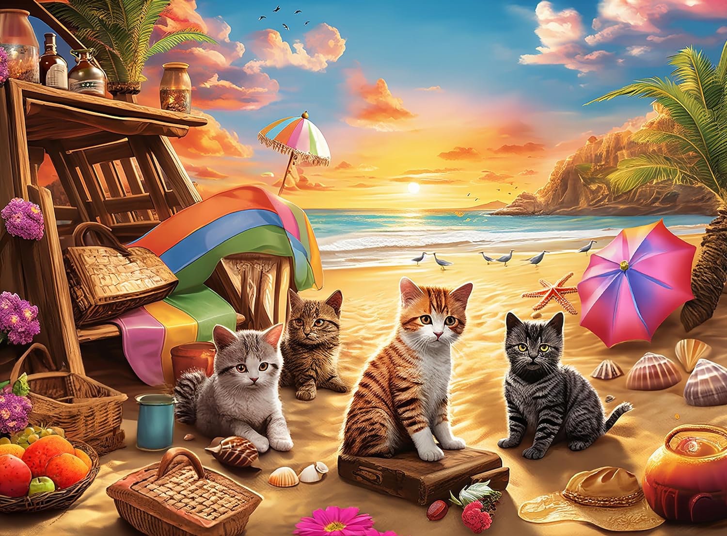 Solve "Seaside Sunset" - art jigsaw puzzle online with 63 pieces