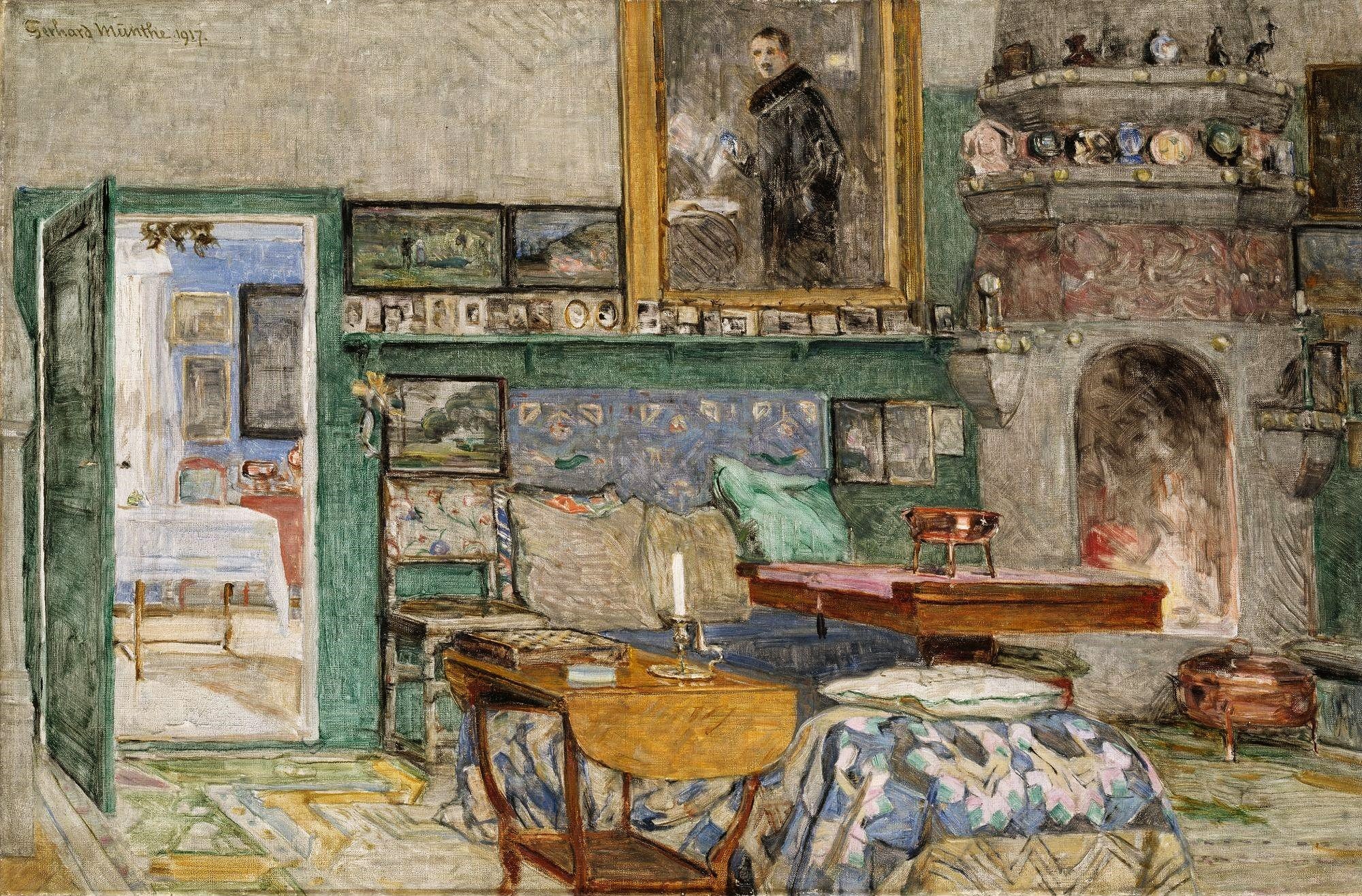 Solve Gerhard Munthe - (Norwegian, 1849–1929) - Peisestuen fra ...