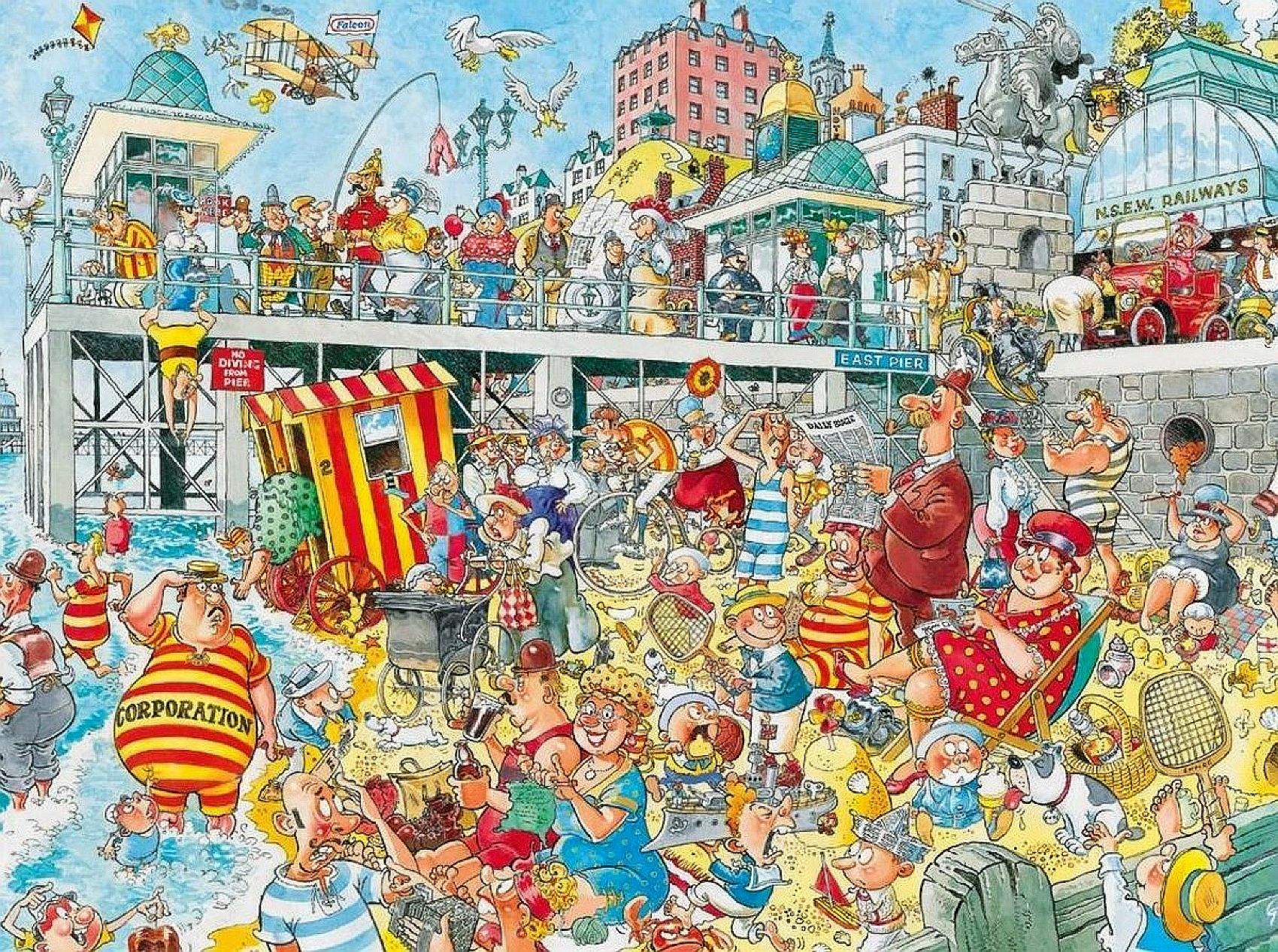 Solve Wasgij - Beach jigsaw puzzle online with 594 pieces