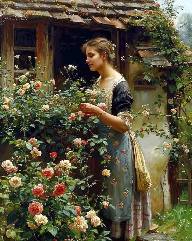 Solve tending the roses (resize 12 to 195) jigsaw puzzle online with 63 ...