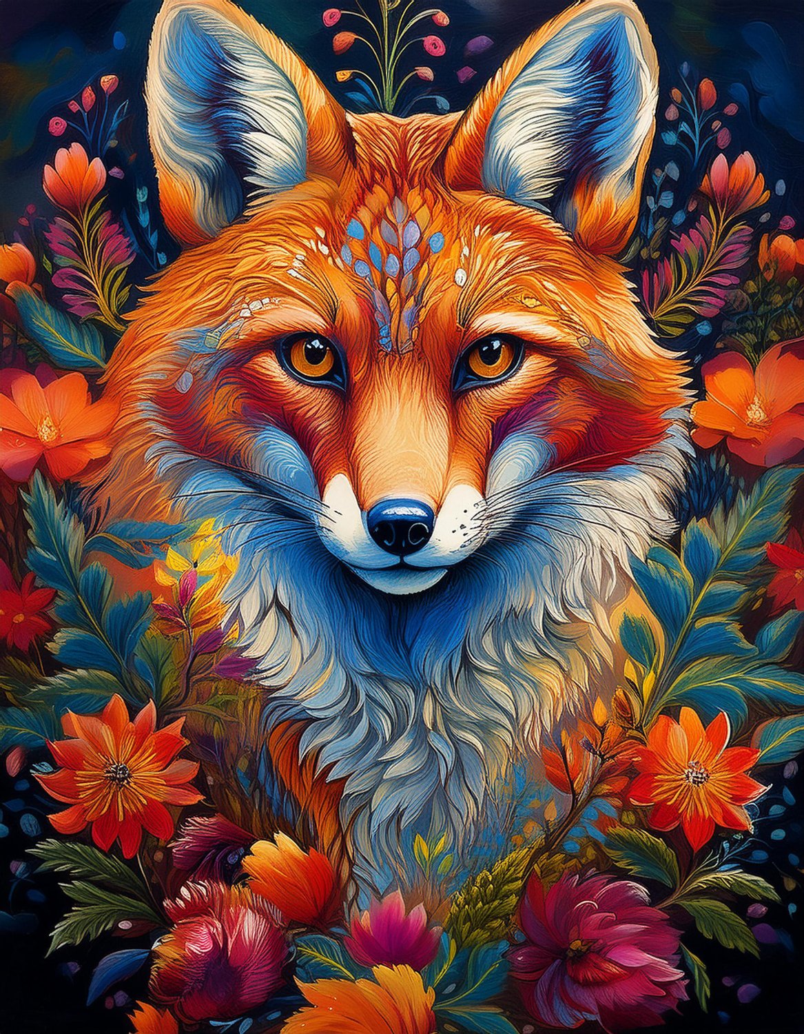 Solve Colorful Fox jigsaw puzzle online with 80 pieces