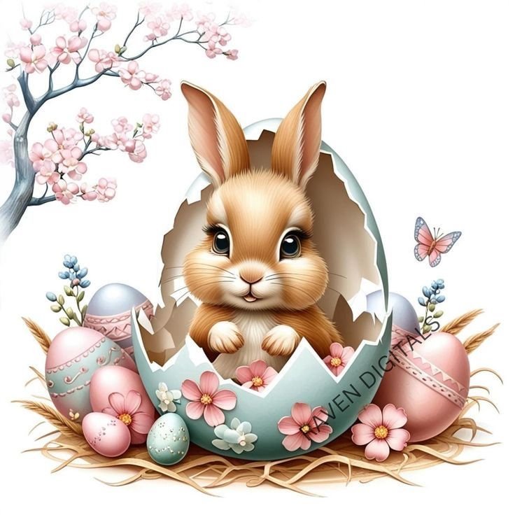 Solve Hatching Bunny jigsaw puzzle online with 64 pieces