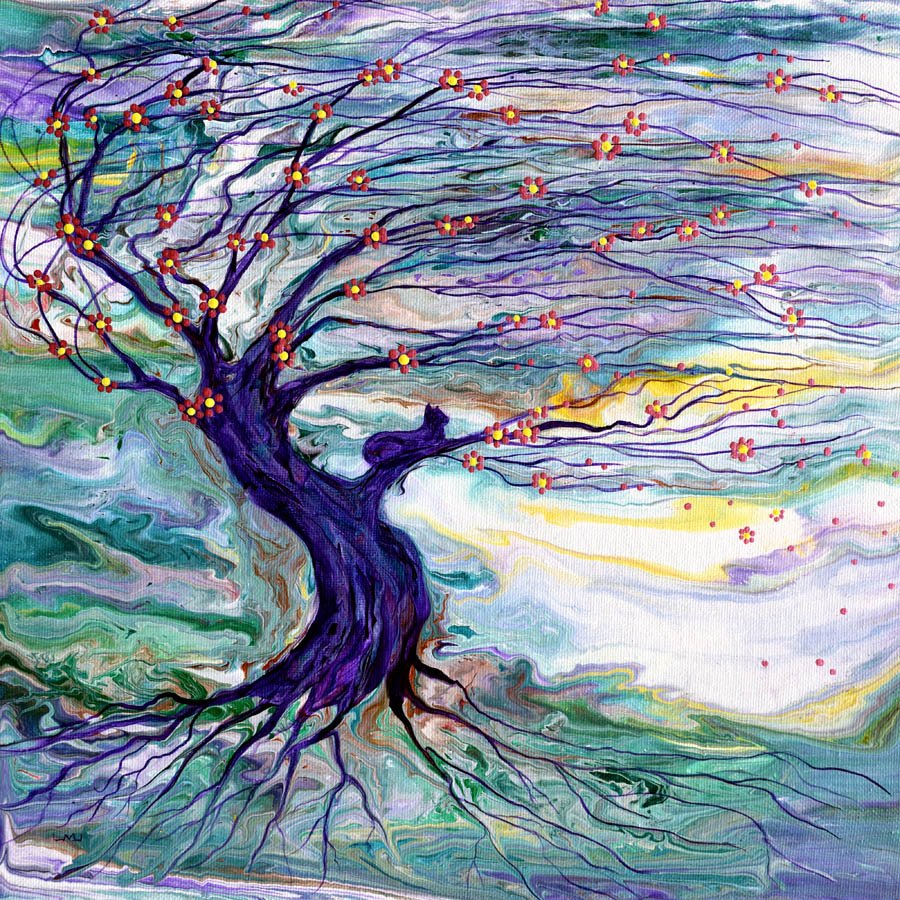 Solve Sakura on a Windy Spring Day jigsaw puzzle online with 81 pieces