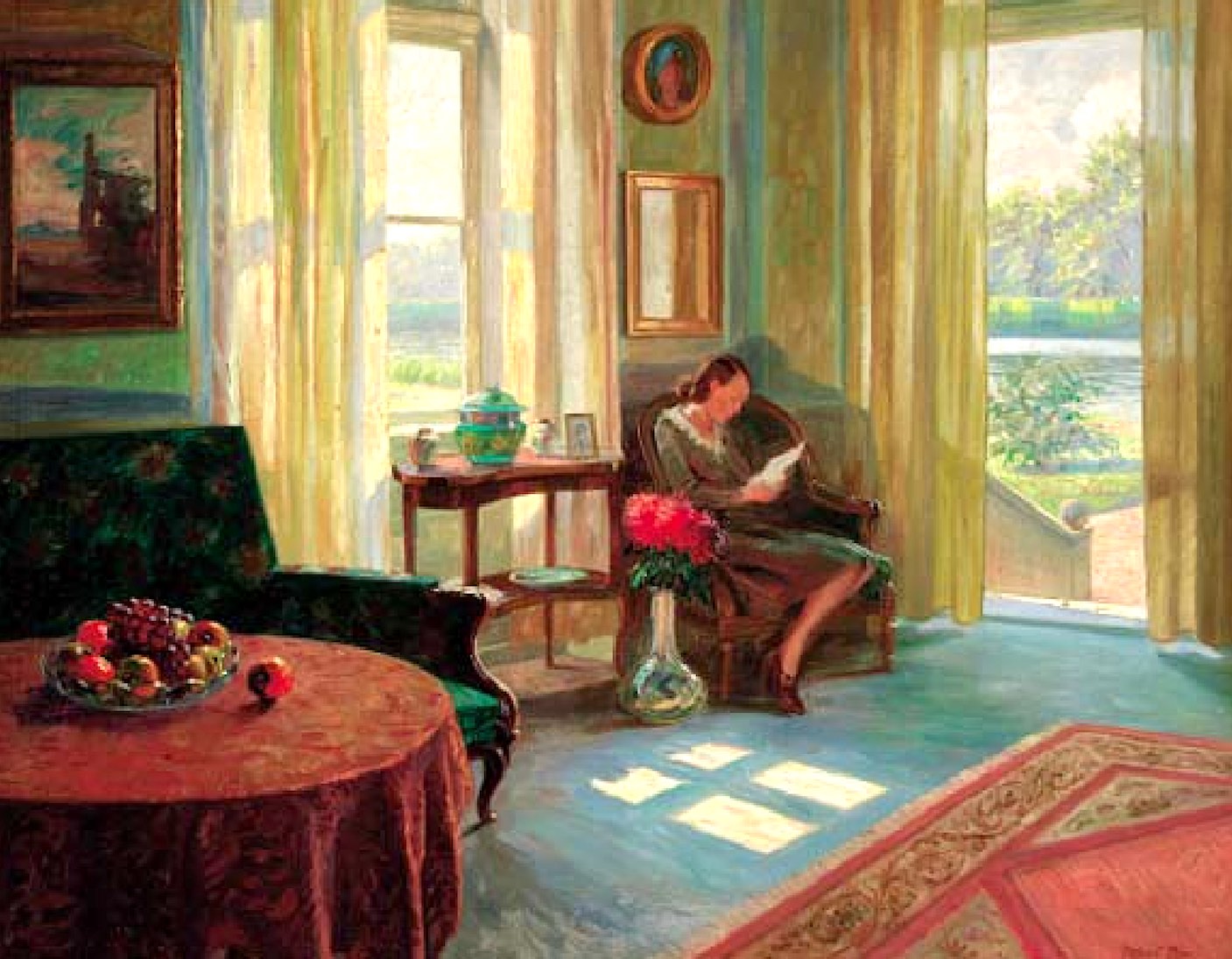 Solve Robert Panitzsch (Danish, 1879–1949), Woman Reading in a Sunlit ...