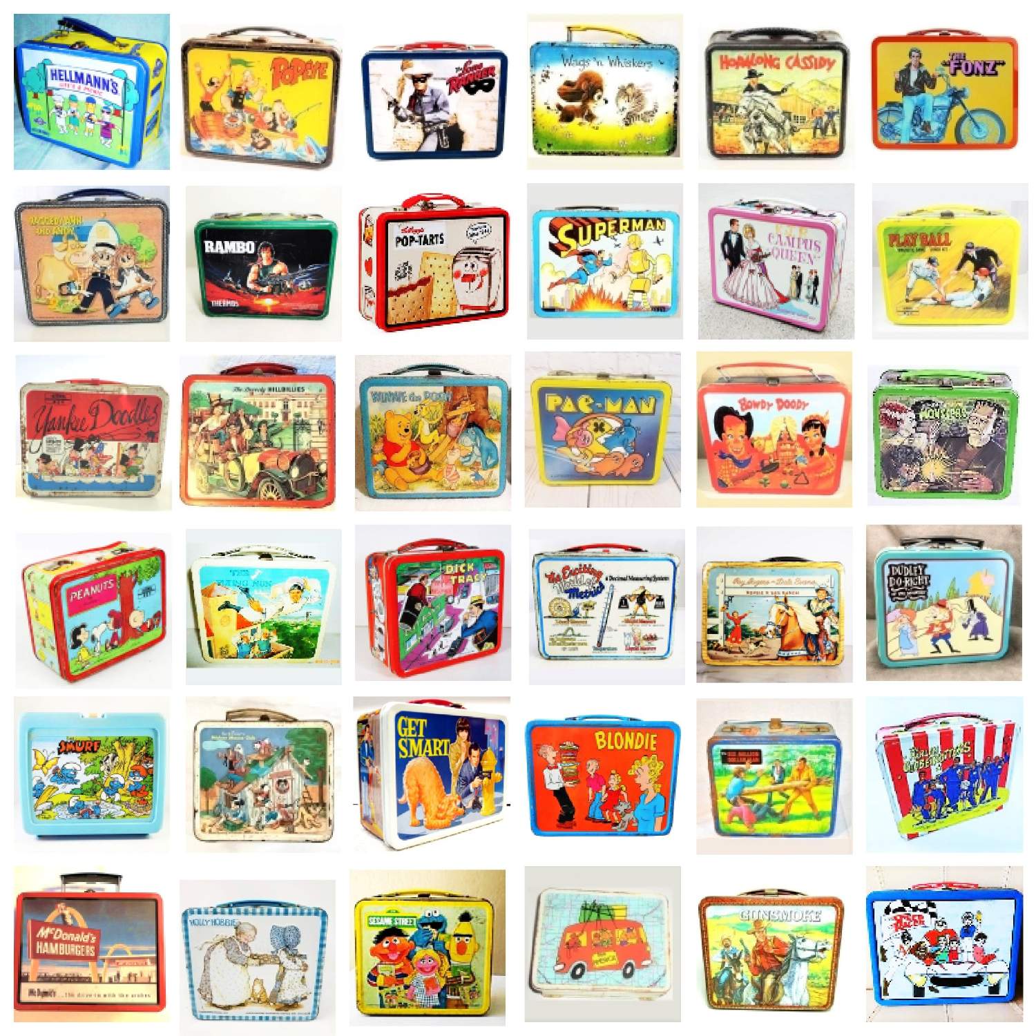 Solve VINTAGE LUNCH BOXES jigsaw puzzle online with 256 pieces