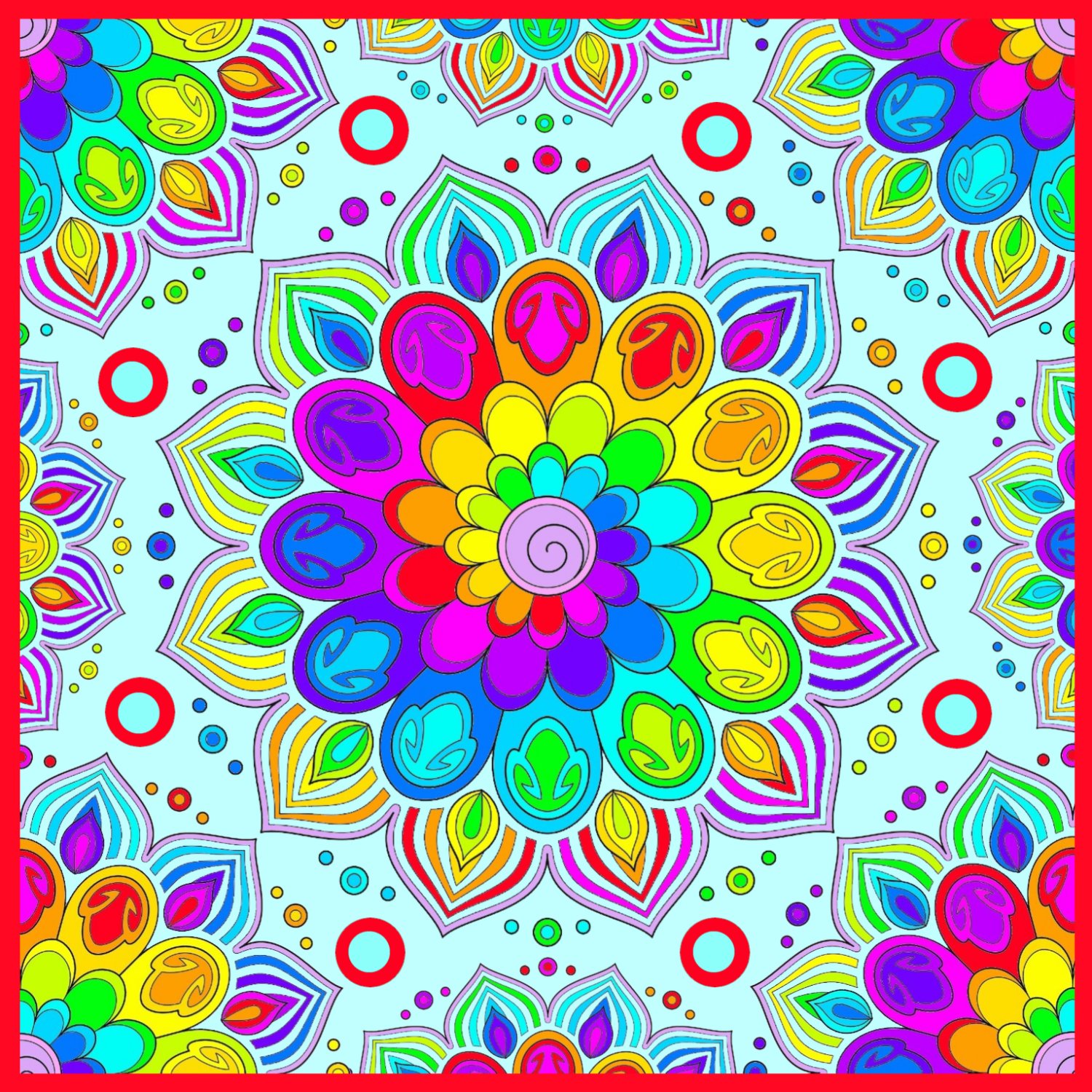 Solve Mandala Rainbow 63 jigsaw puzzle online with 196 pieces