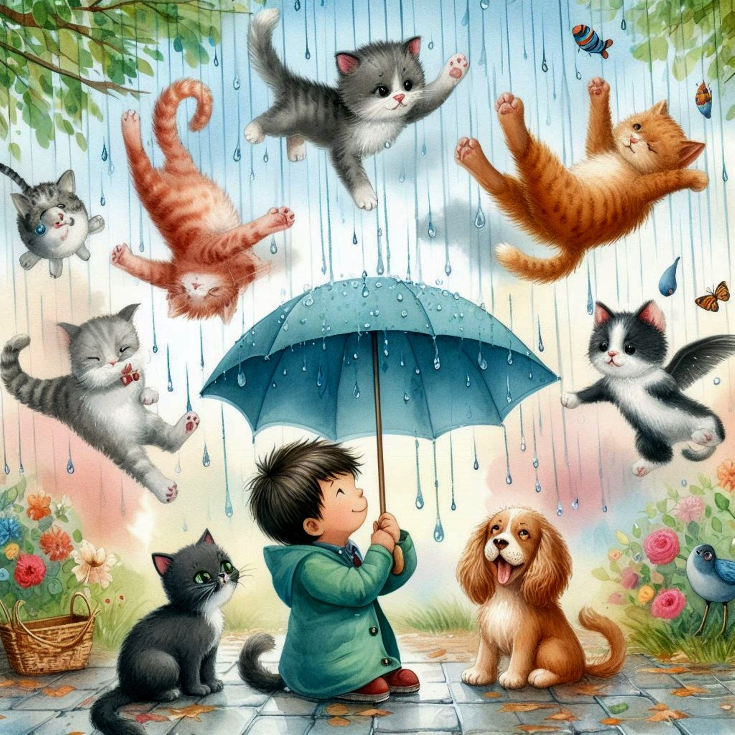Solve Raining Cats, resizable 9 to 600 pieces jigsaw puzzle online with ...