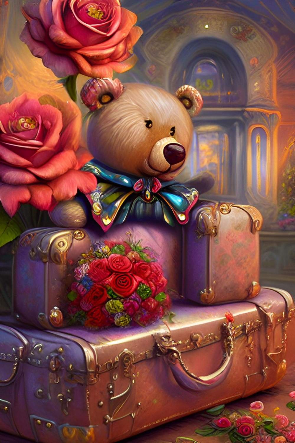 Solve Suitcase Art 5 (Large) jigsaw puzzle online with 198 pieces