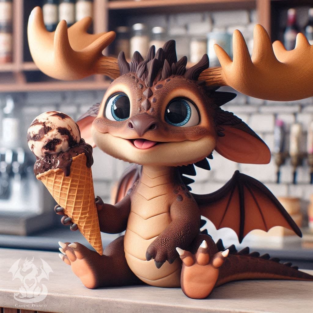 Solve Ice Cream Dragon, Moose Tracks jigsaw puzzle online with 64 pieces