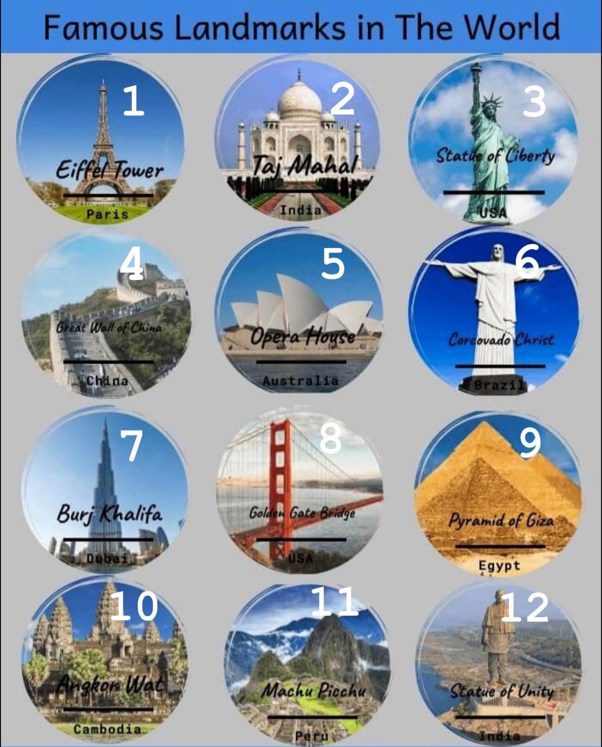Solve Famous landmarks jigsaw puzzle online with 48 pieces