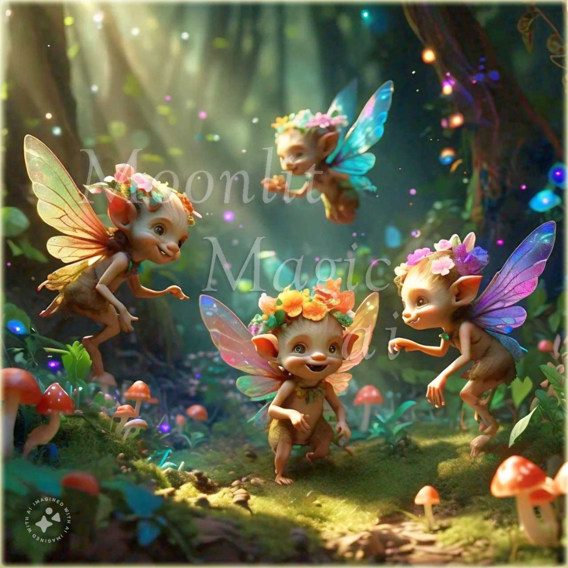 Solve Winged Fae Out to Play jigsaw puzzle online with 9 pieces