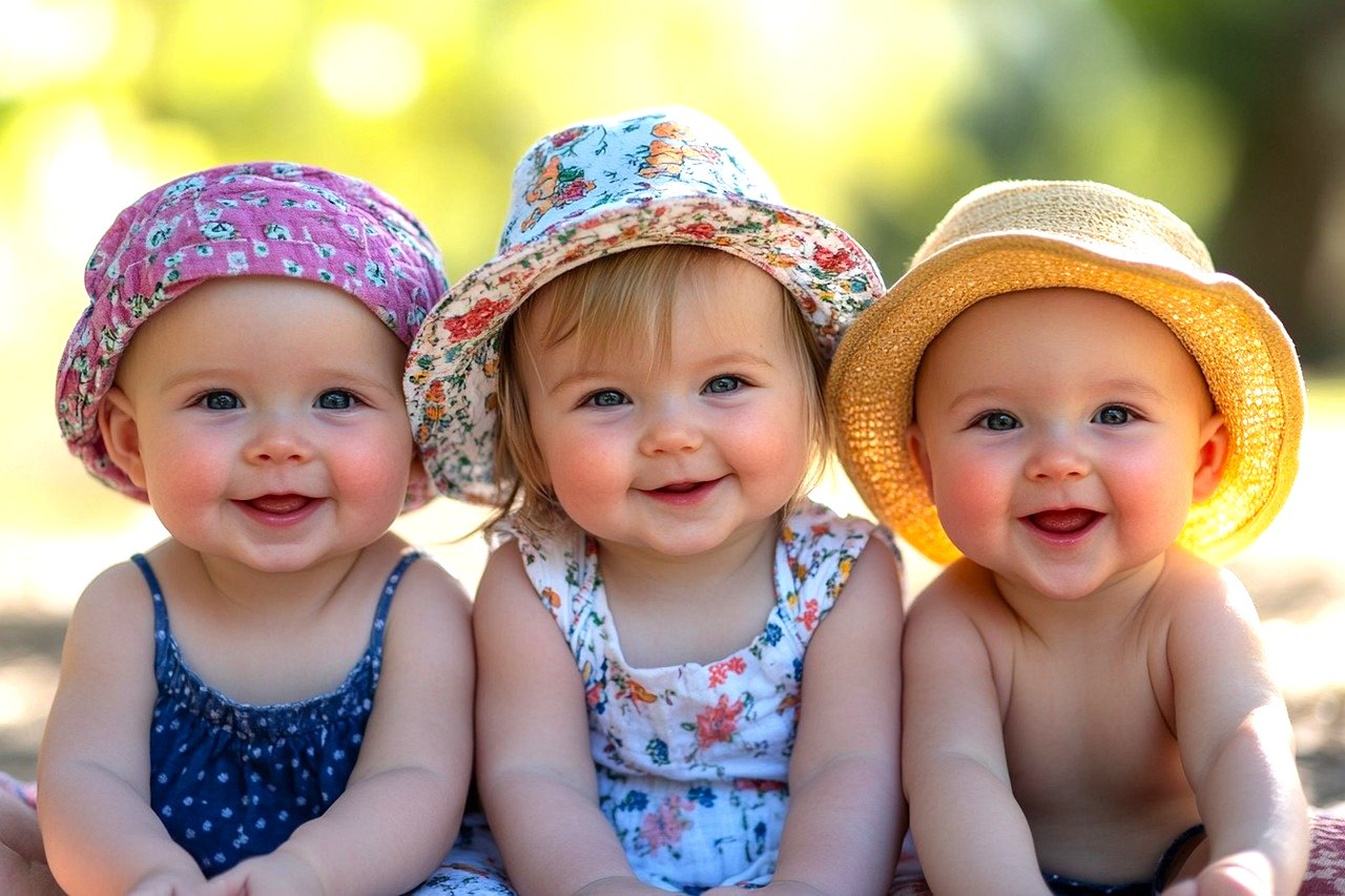 Solve Perfectly Adorable Triplets... jigsaw puzzle online with 35 pieces