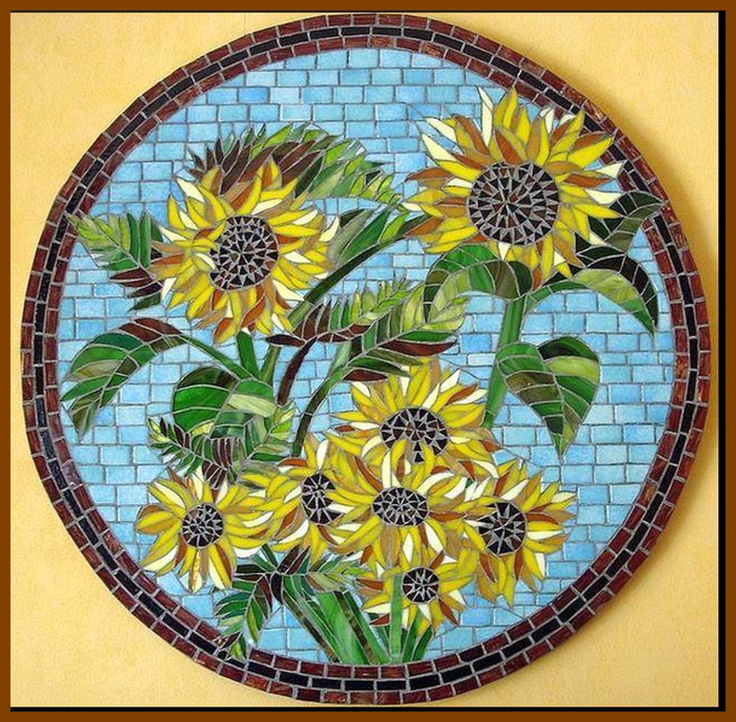 Solve Sunflower mosaic jigsaw puzzle online with 49 pieces Solve Sunflower mosaic jigsaw puzzle online with 49 pieces