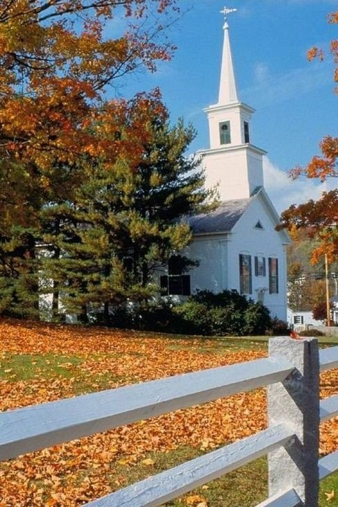 Solve Church in Fall Splendor, New England jigsaw puzzle online with 70 ...