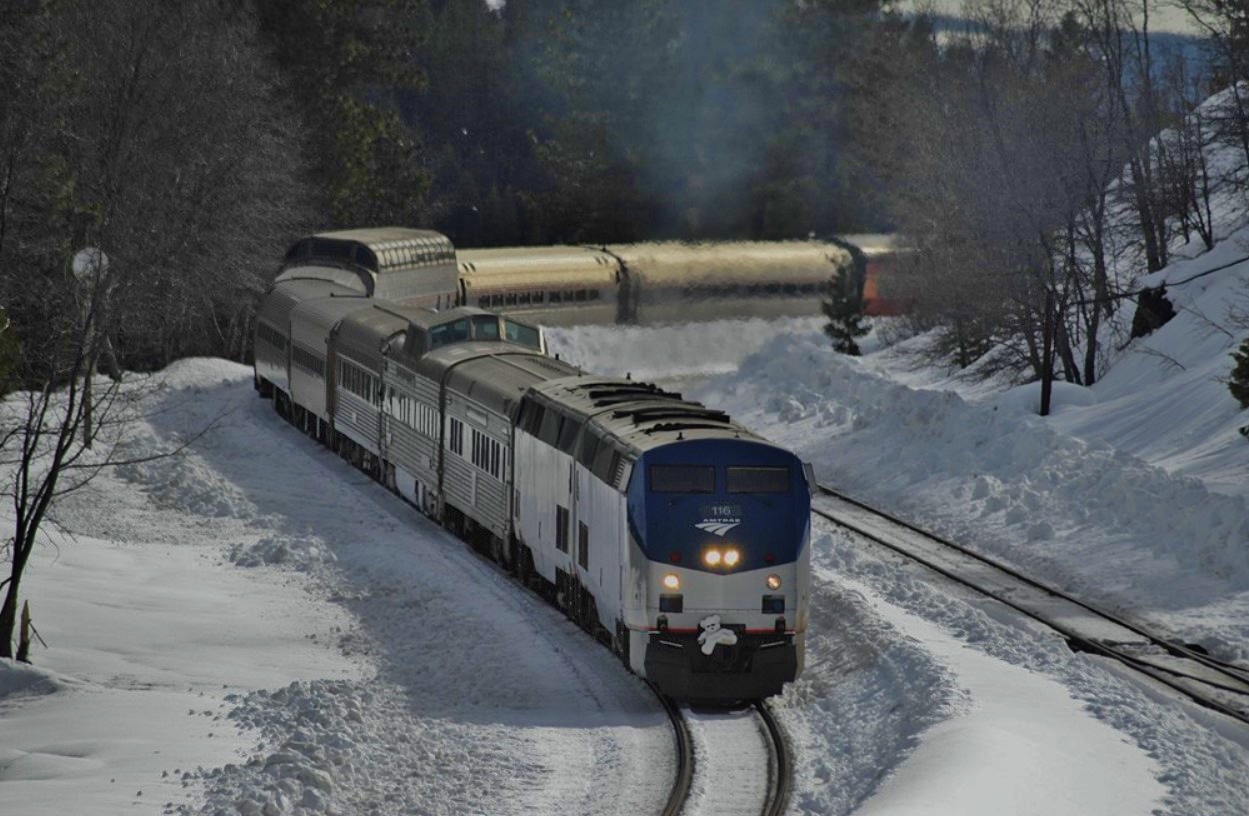 Solve Amtrak 116 - Reno Fun Train jigsaw puzzle online with 150 pieces