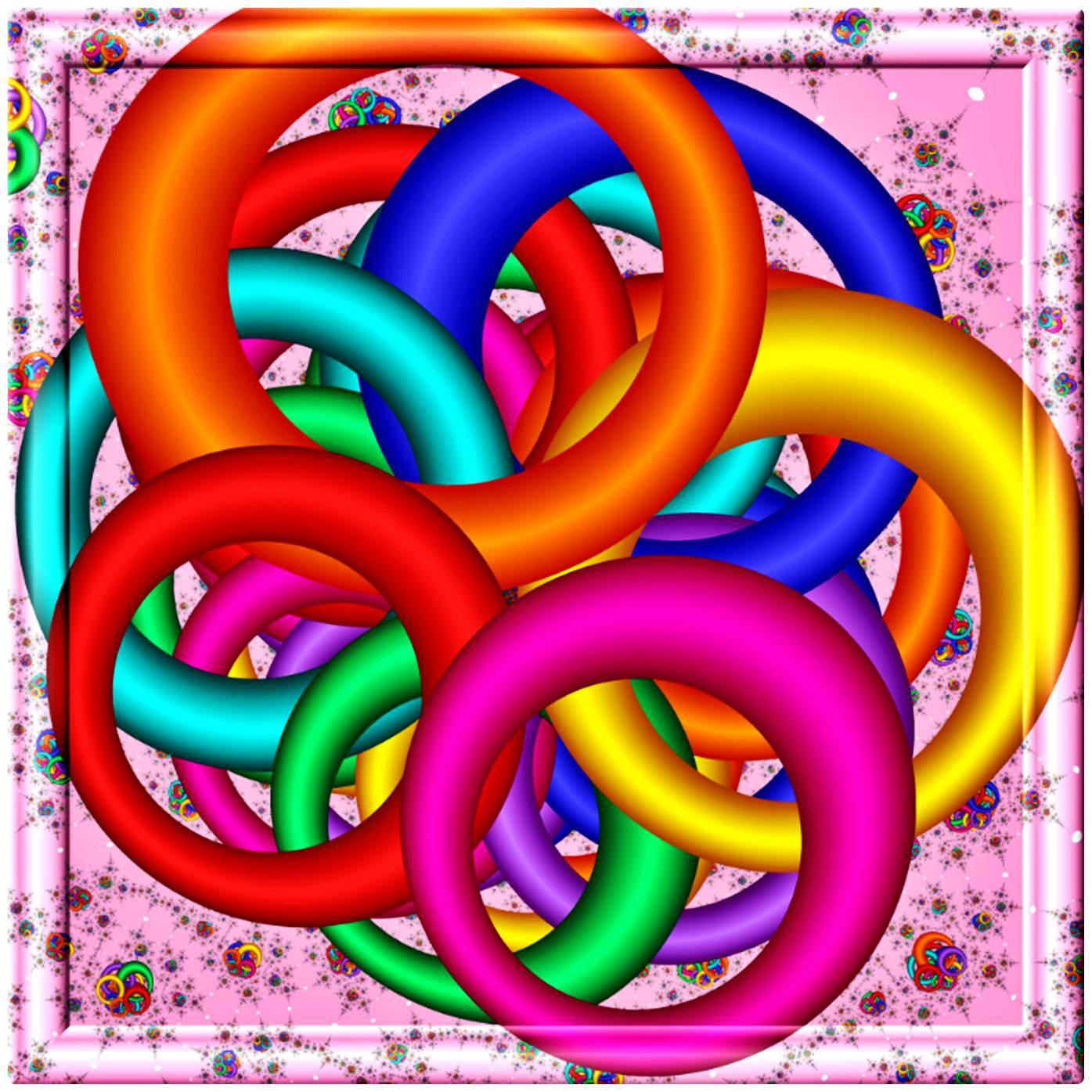 Solve CGI Glass Tile Fractal Rings in 3D Frame jigsaw puzzle online ...