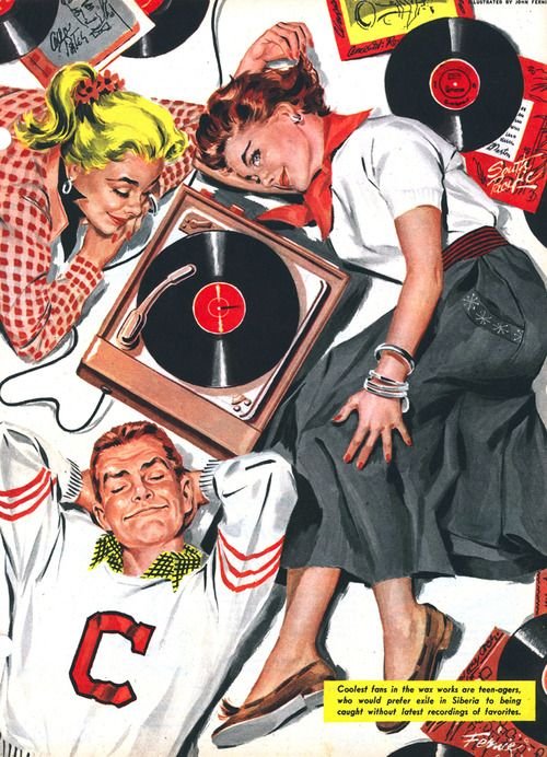 Solve Listening records jigsaw puzzle online with 88 pieces