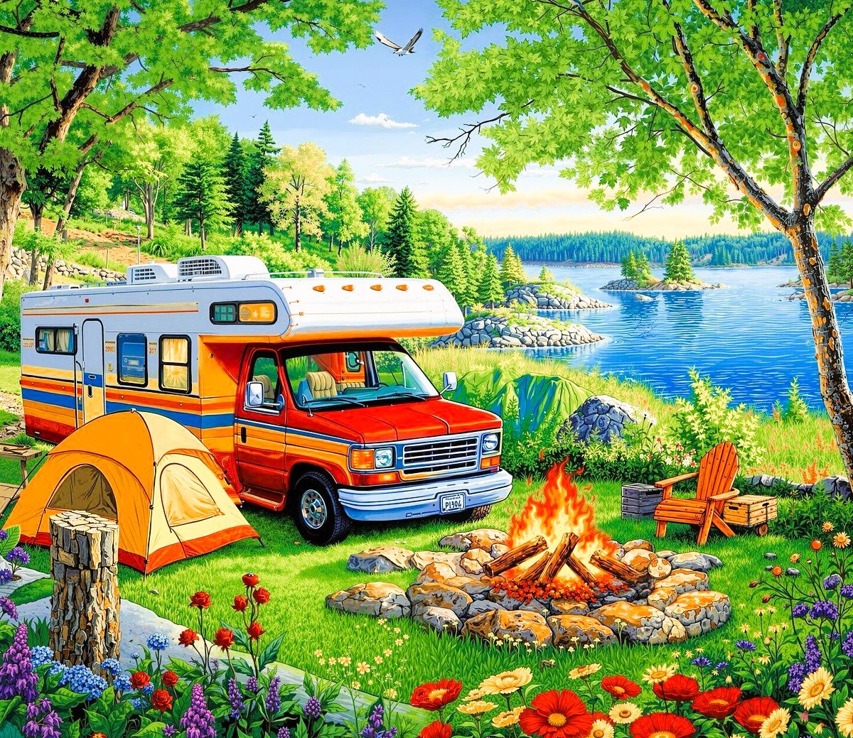 Solve 00282 - Weekend camping jigsaw puzzle online with 156 pieces