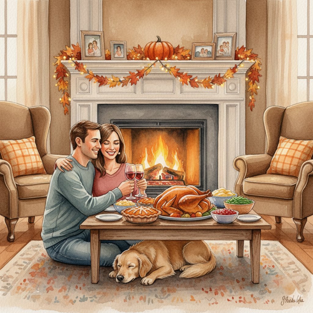 Solve Thanksgiving for Two jigsaw puzzle online with 100 pieces
