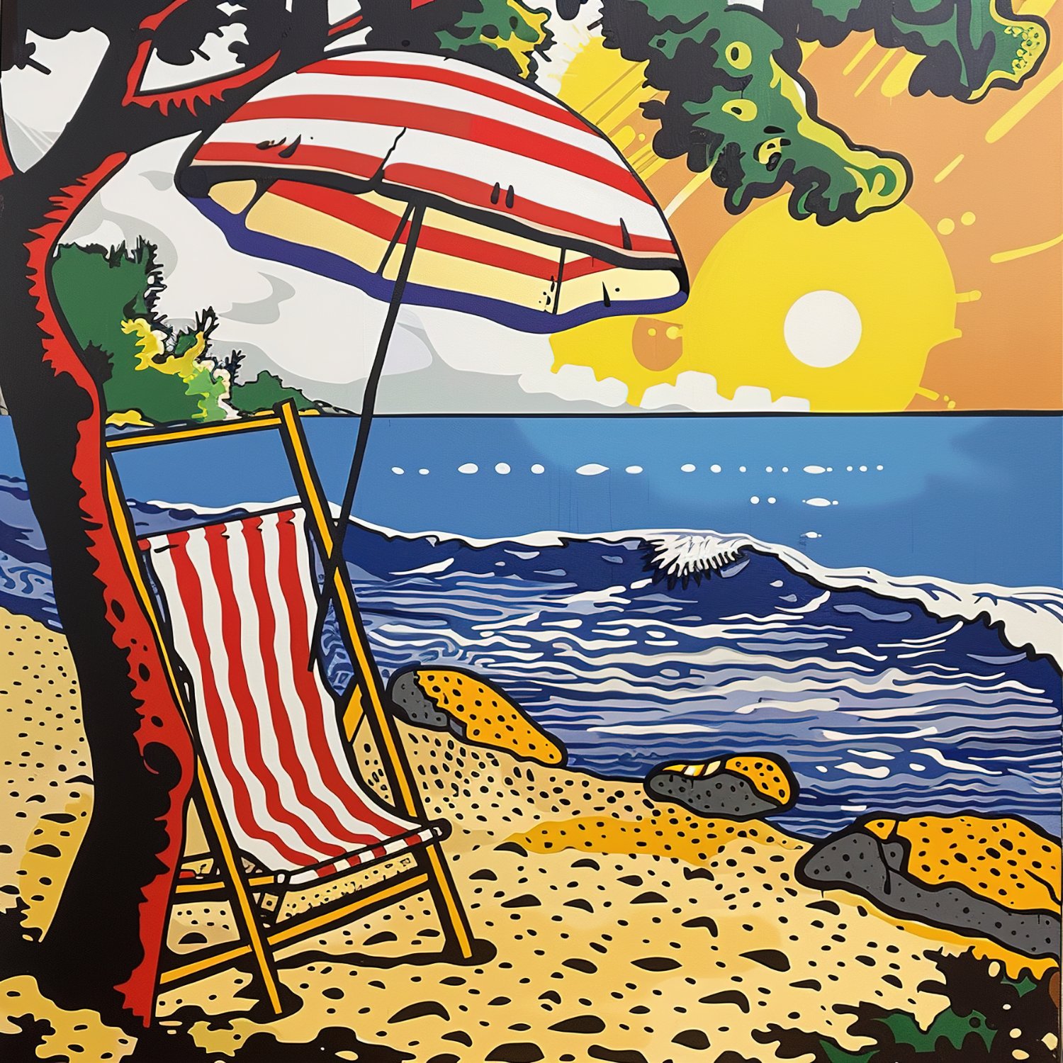 Solve Pop Art Summer Beach jigsaw puzzle online with 100 pieces