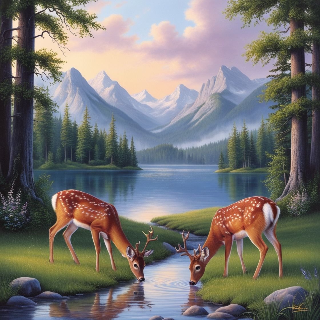 Solve PUZZLE - Deer Reflections jigsaw puzzle online with 81 pieces