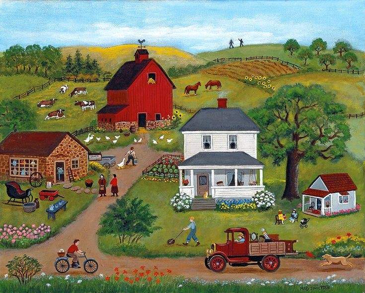 Solve Mary Singleton Folk Art jigsaw puzzle online with 63 pieces