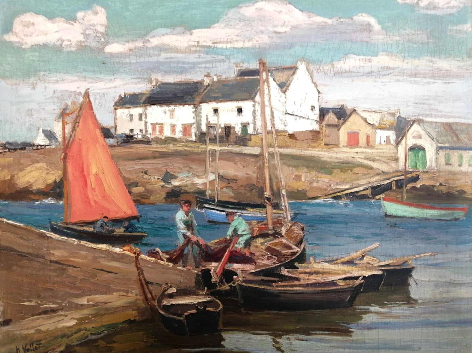 Solve Henri Emile Vollet (French,1861–1945), Au port de Trévignon ...