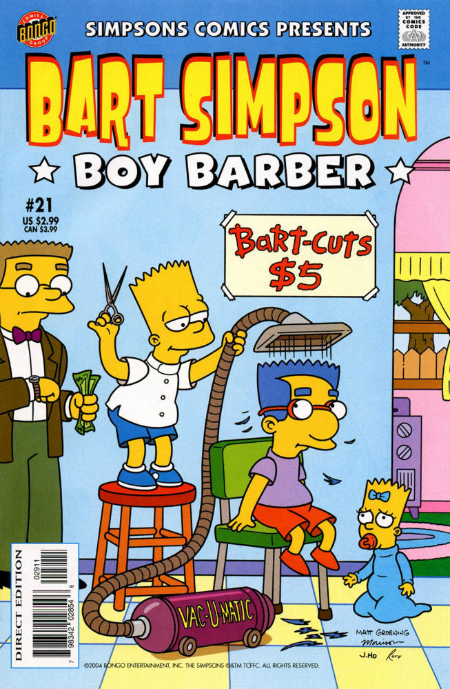 Solve Bart Simpson Boy Barber jigsaw puzzle online with 70 pieces