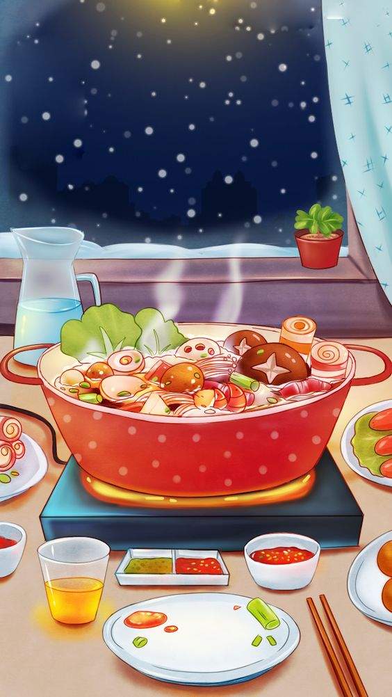 Solve Hot pot on a snowy night - by Qi Ran Tian Qing jigsaw puzzle online with 91 pieces