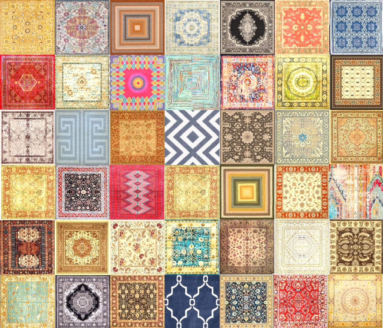 Solve PATCHWORK SQUARE RUGS jigsaw puzzle online with 143 pieces