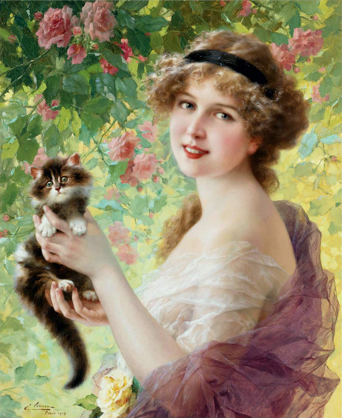 Solve Son Petit Chaton, 1919, by Paul Émile Vernon (French, 1872 - 1920 ...