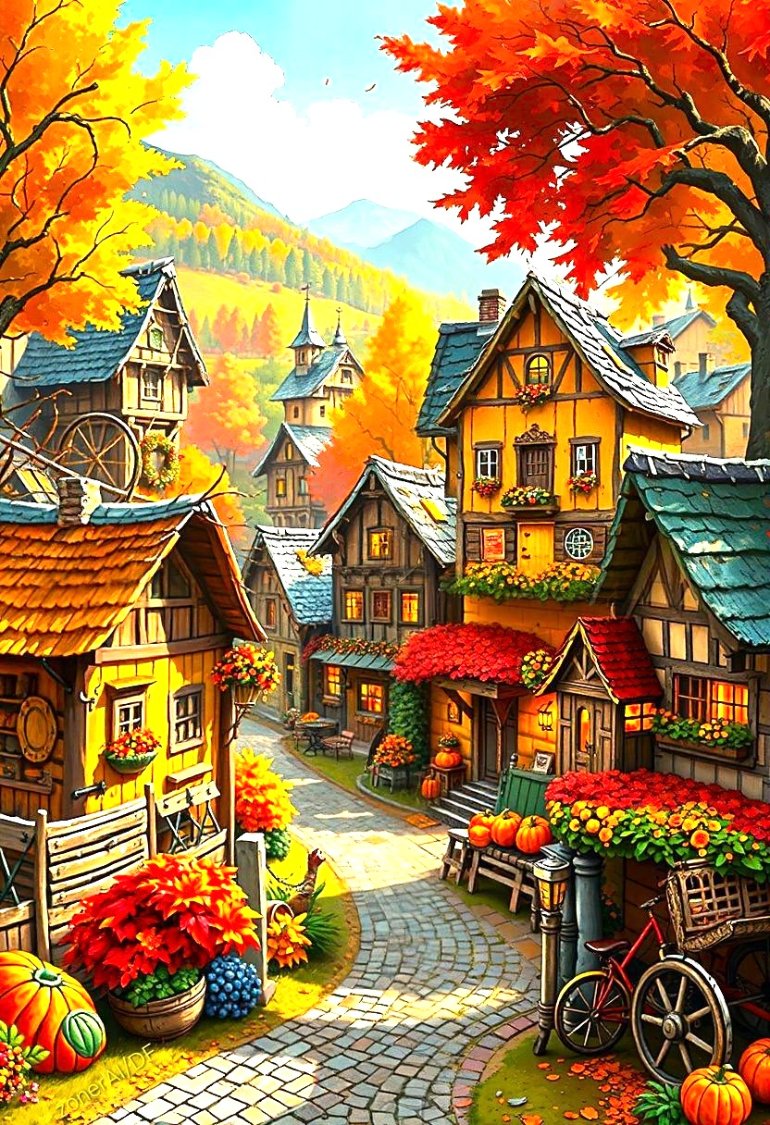 Jigsaw Puzzle | 15 pieces | Cobblestone Path Through the Village to the ...