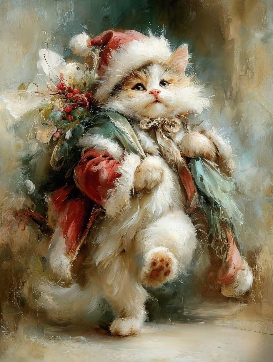 Solve vintage christmas kitty (resize 12 to 300) jigsaw puzzle online ...
