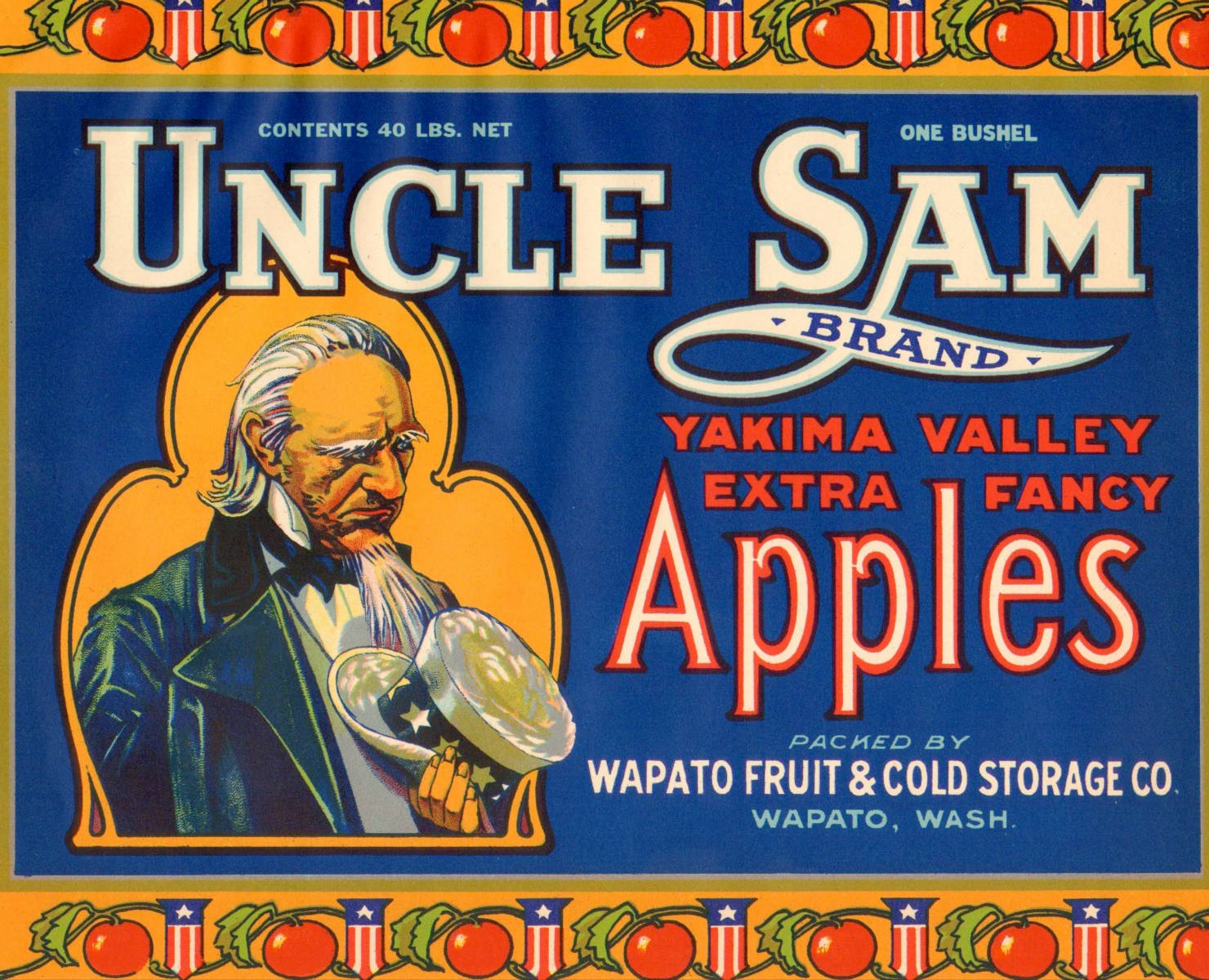 Solve Uncle Sam Apple Crate label jigsaw puzzle online with 285 pieces